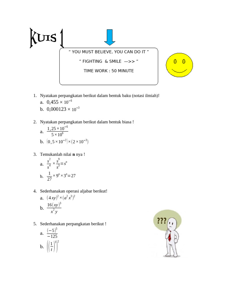 Kuis Matematika: Perpangkatan dan Aljabar | PDF