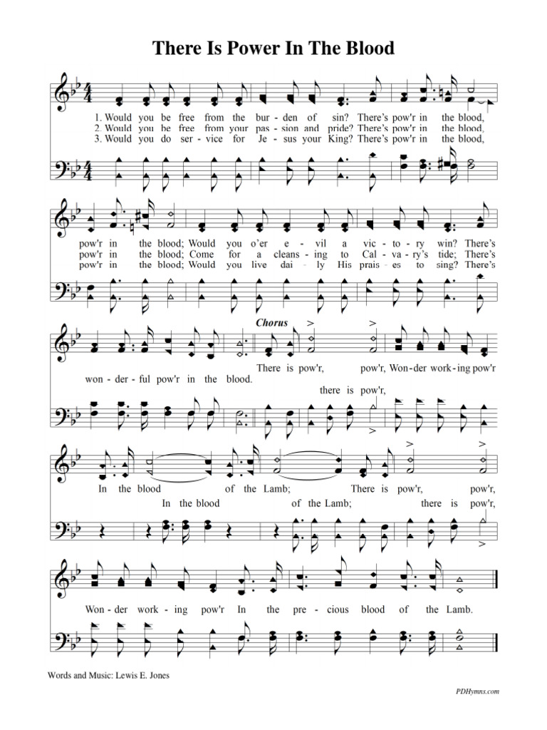 Power in the Blood Hymn Lyrics | PDF
