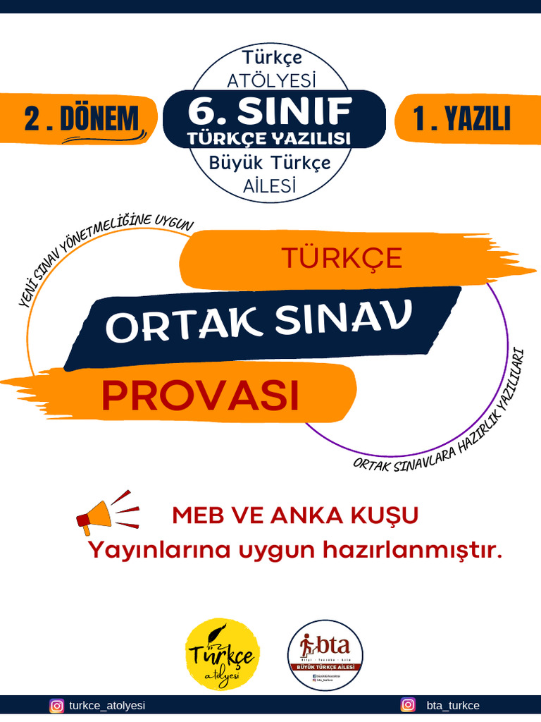 Sinif Ortak Sinav 2. Dönem 1. Yazili | PDF