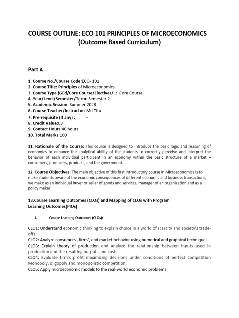 OBE - ECO 101, Sec F, Principles of Microeconomics by MD Titu | PDF | Monopoly | Microeconomics