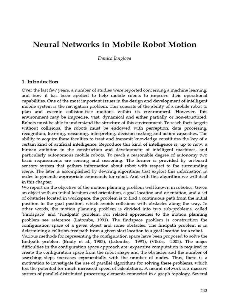 Neural Networks In Mobile Robot Motion Pdf Principal Component Analysis Visual Cortex