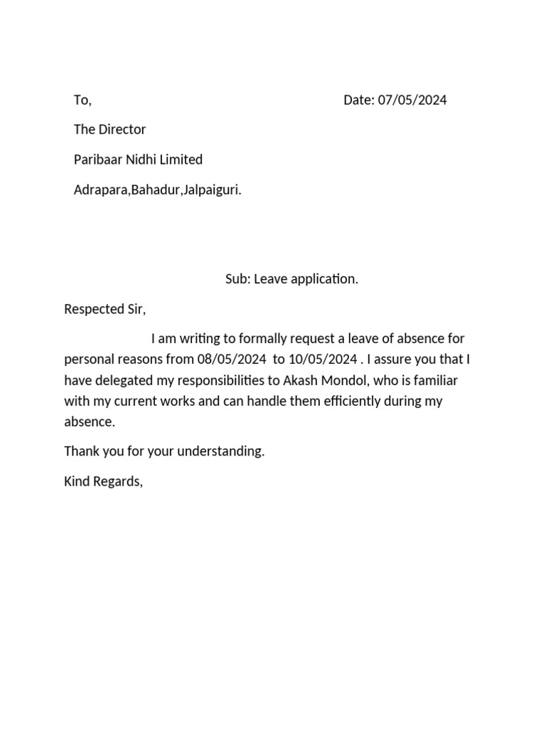 Leave Application | PDF