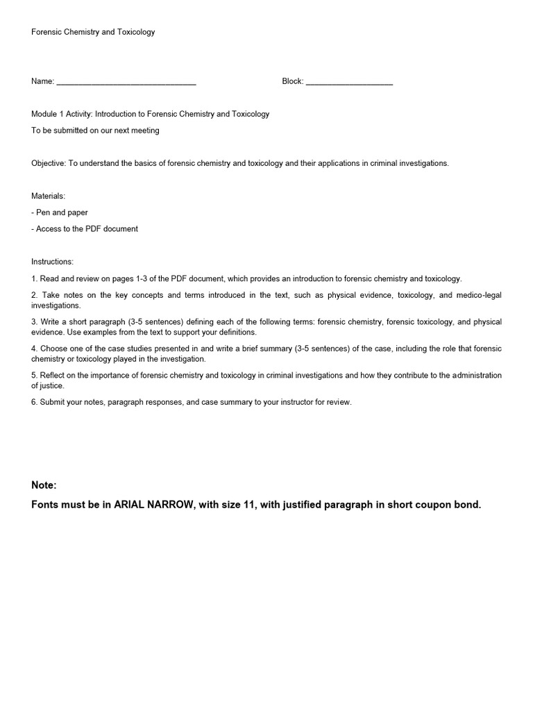 Forensic Chemistry and Toxicology Basics | PDF