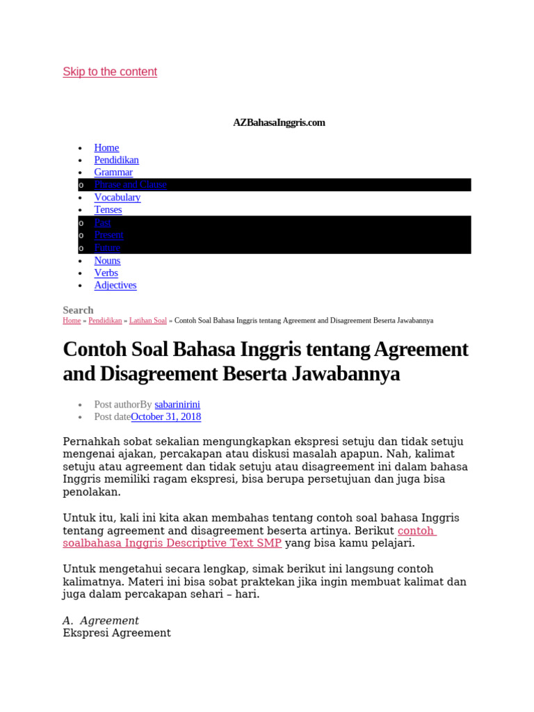 agreement disagreement | PDF | Indonesian Language | Verb