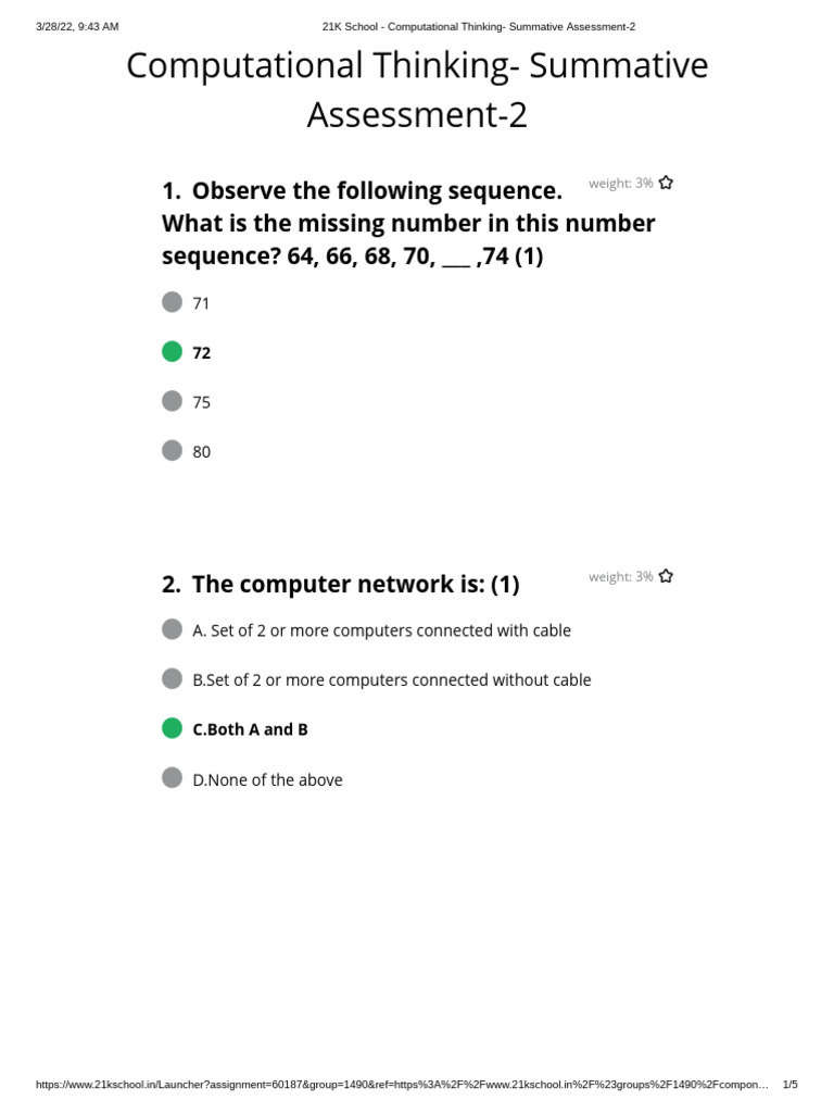 21K School - Computational Thinking - Summative Assessment-2 | PDF | Electrical Engineering ...