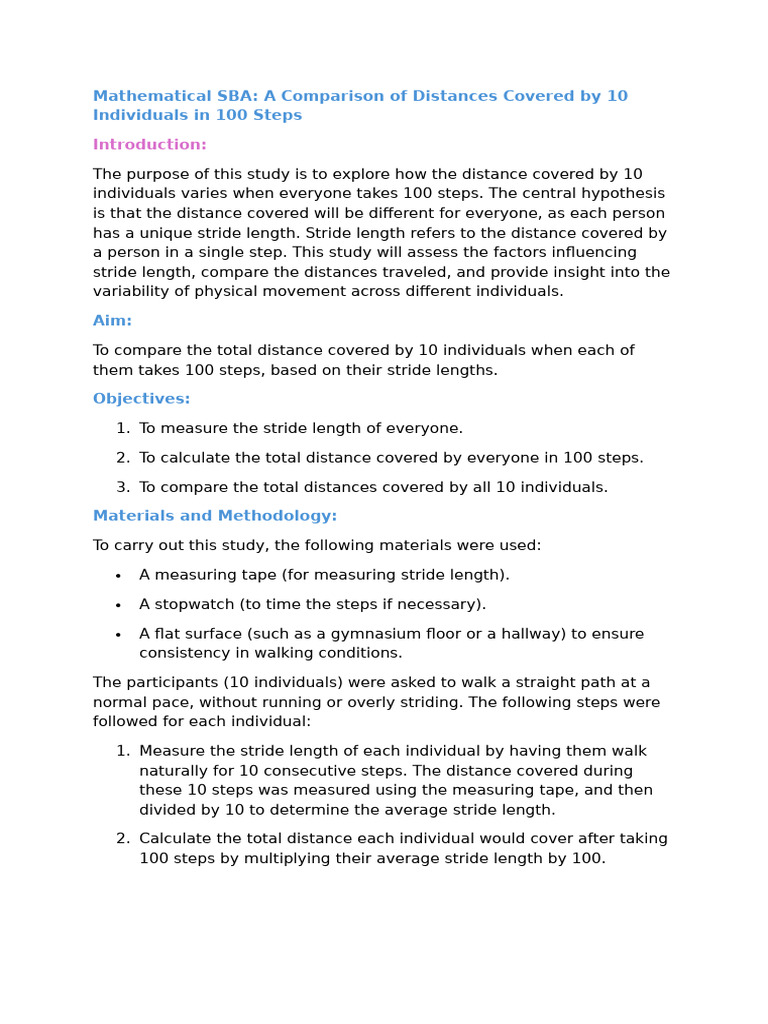 Maths Sba Finish Product | PDF | Distance | Length