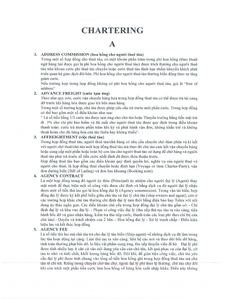 Chartering Vocabulary | PDF