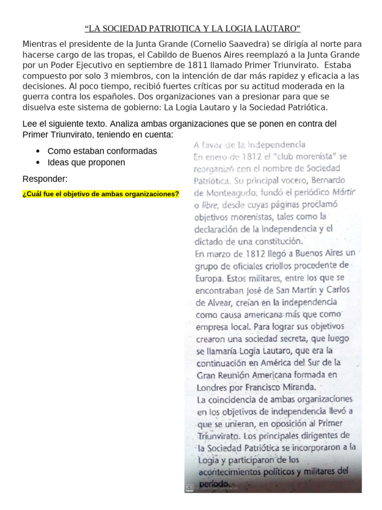 La Sociedad Patriotica y La Logia Lautaro | PDF