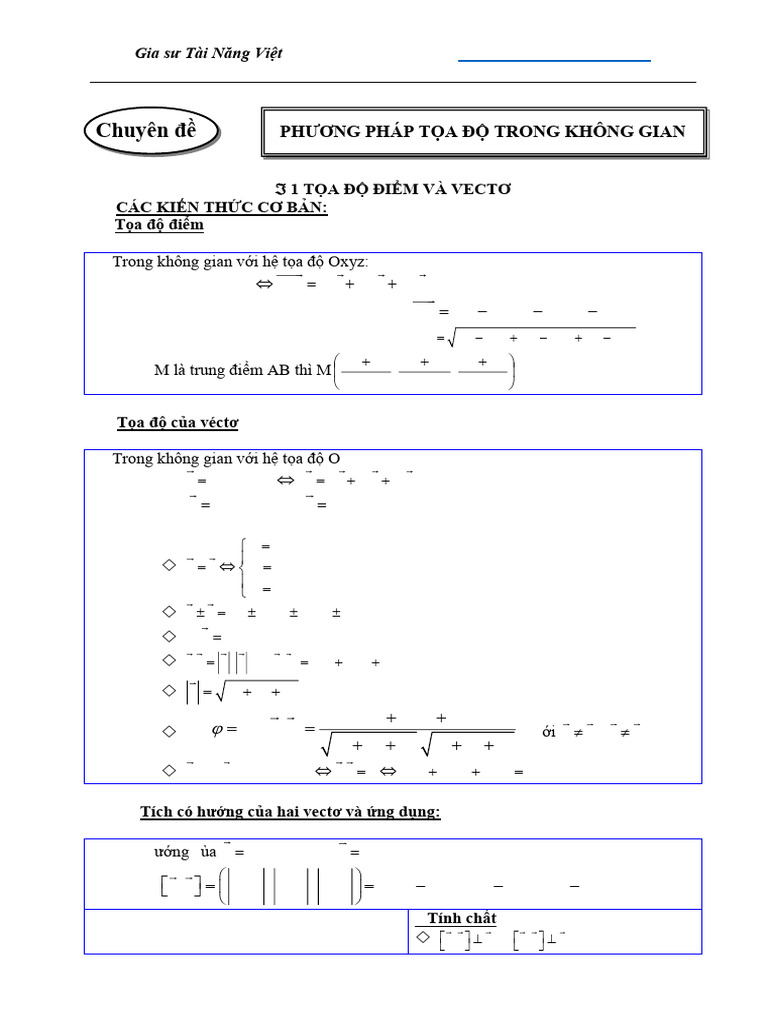 Chuyen de Phuong Phap Toa Do Trong Khong Gian Chuyen de Phuong Phap Toa Do Khong Gian | PDF