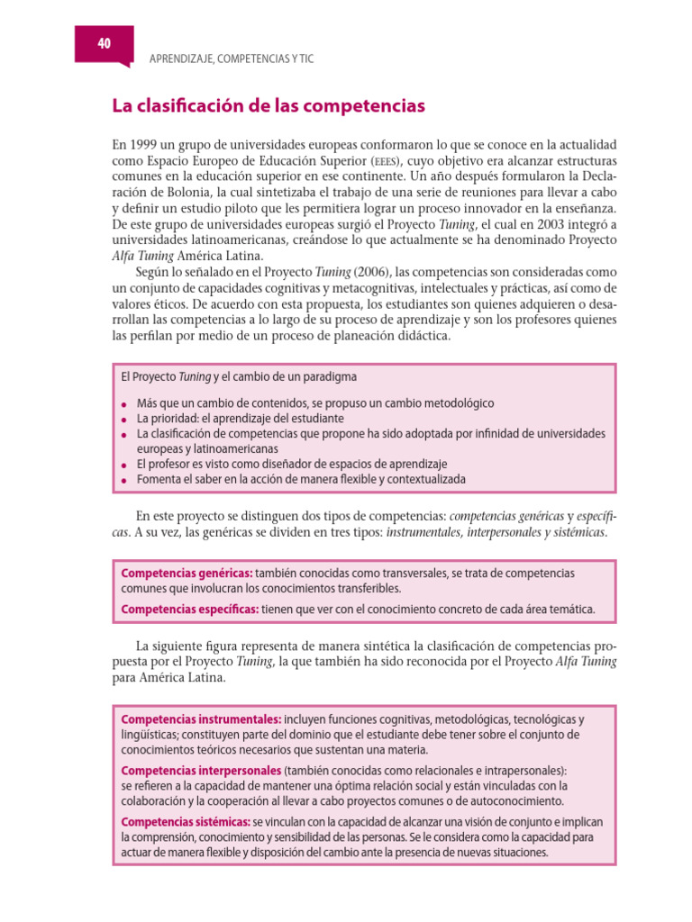 TABLA Competencias Génericas Tuning | PDF | Aprendizaje | Comunicación