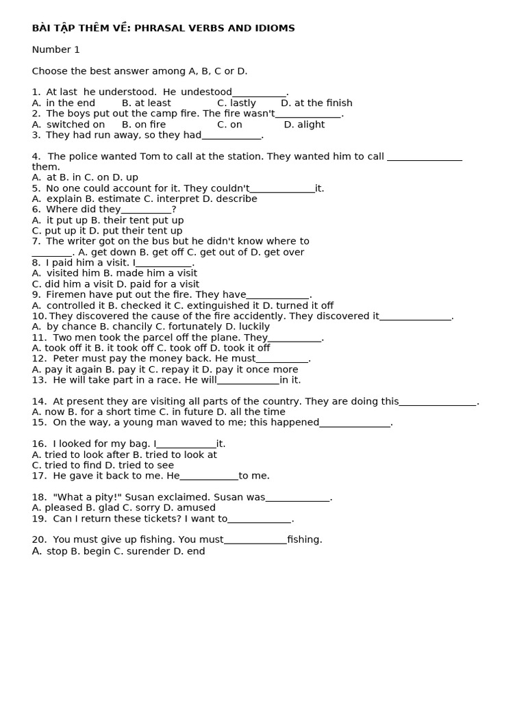 BT Phrasal Verbs and Idioms | PDF