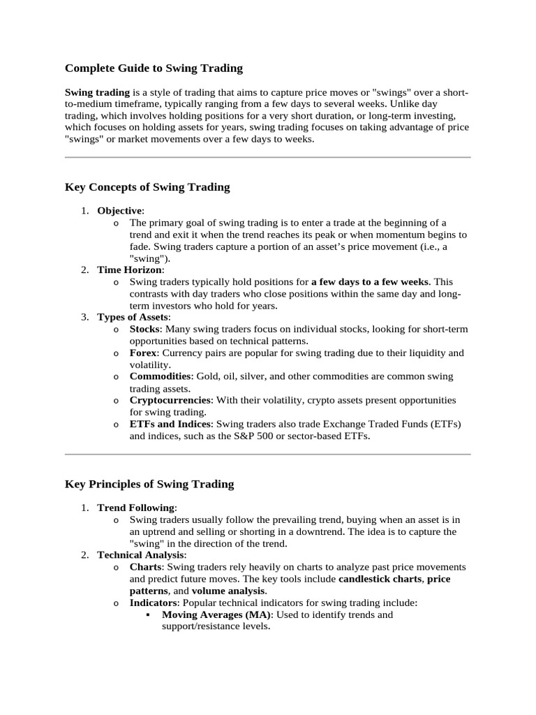 Comprehensive Swing Trading Guide | PDF | Day Trading | Exchange Traded ...