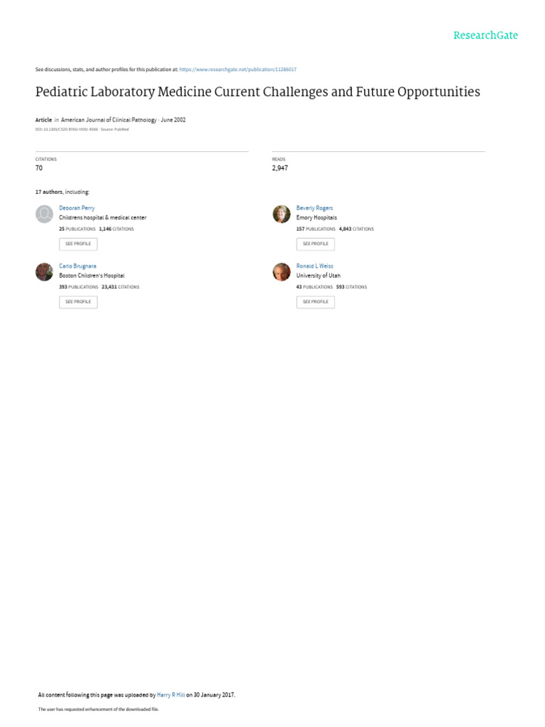 Pediatric Laboratory Medicine Current Challenges A | PDF | Pediatrics ...