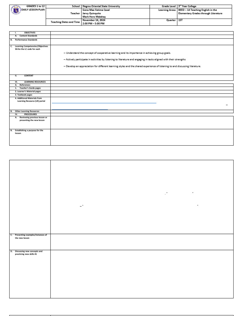 Lesson Plan | PDF | Learning | Intelligence