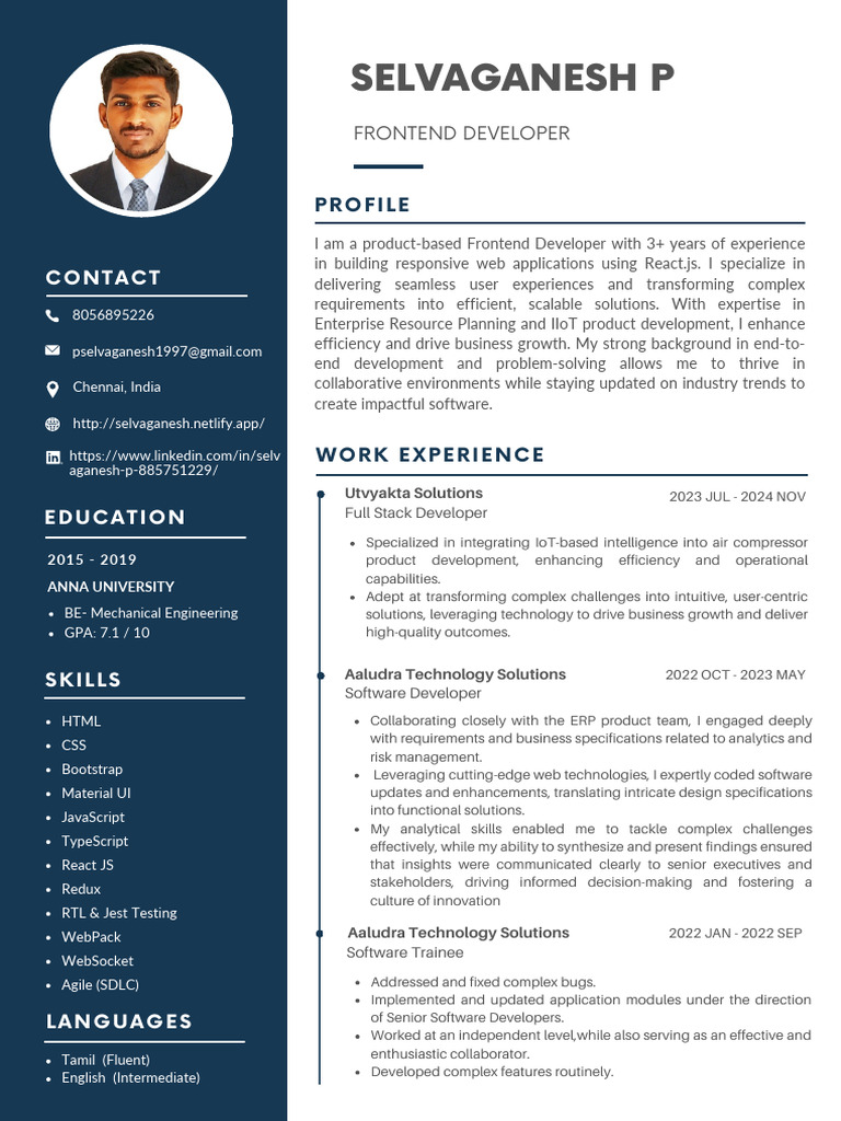 My Professional Resume - Selvaganesh | PDF | Software | Software Development