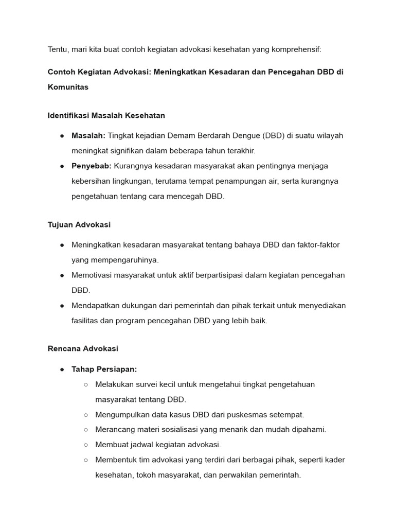 Tentu, Mari Kita Buat Contoh Kegiatan Advokasi Kesehatan Yang ...