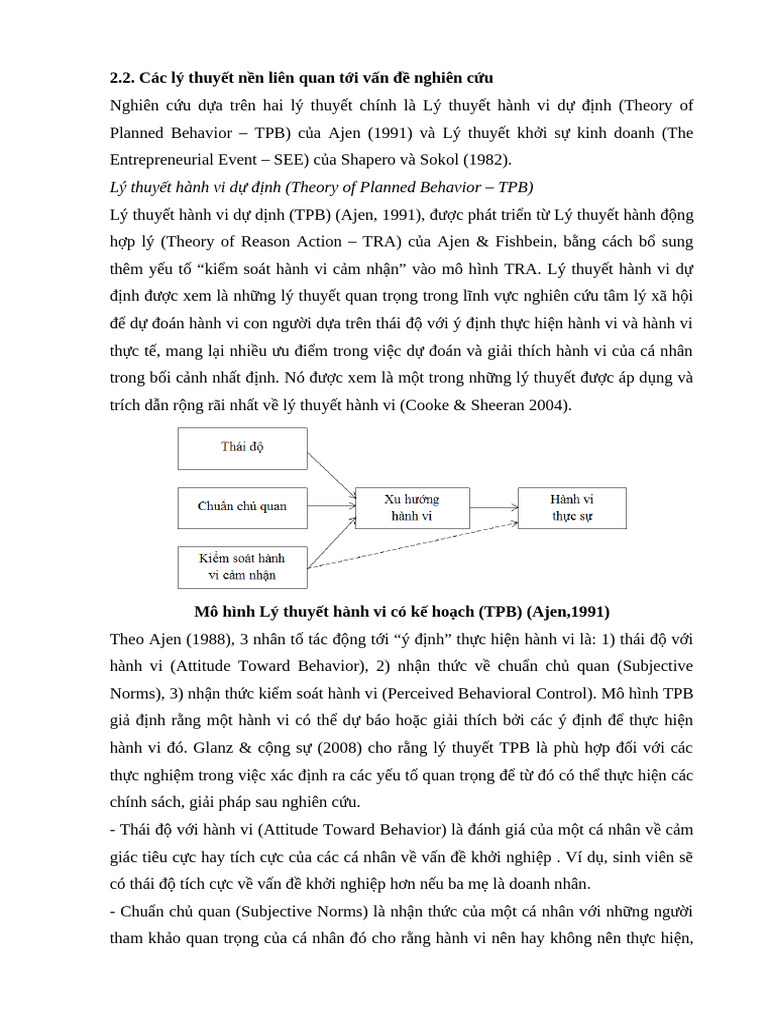 Lý thuyết hành vi dự định (Theory of Planned Behavior - TPB) | PDF