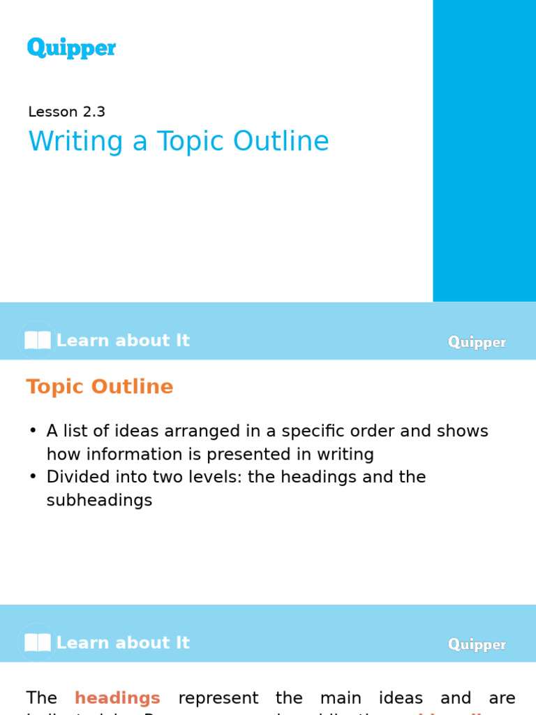 Topic Outline and Sentence Online Lesson | PDF | Learning Styles | Writing