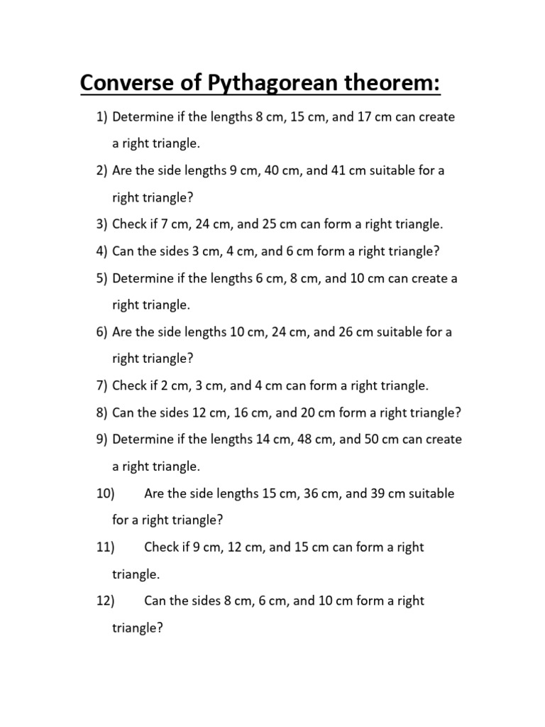 Converse of Pythagorean Theorem worksheet9sQR2 | PDF