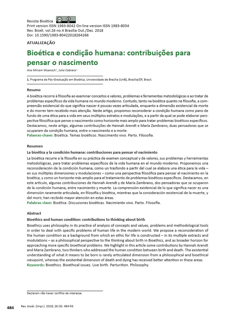 Bioética e Condição Humana | PDF | Pensamento | Natureza humana