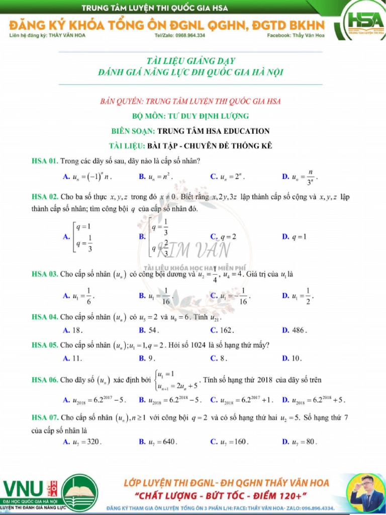 HSA.BUÔI 14 - BT - CẤP SỐ NHÂN | PDF