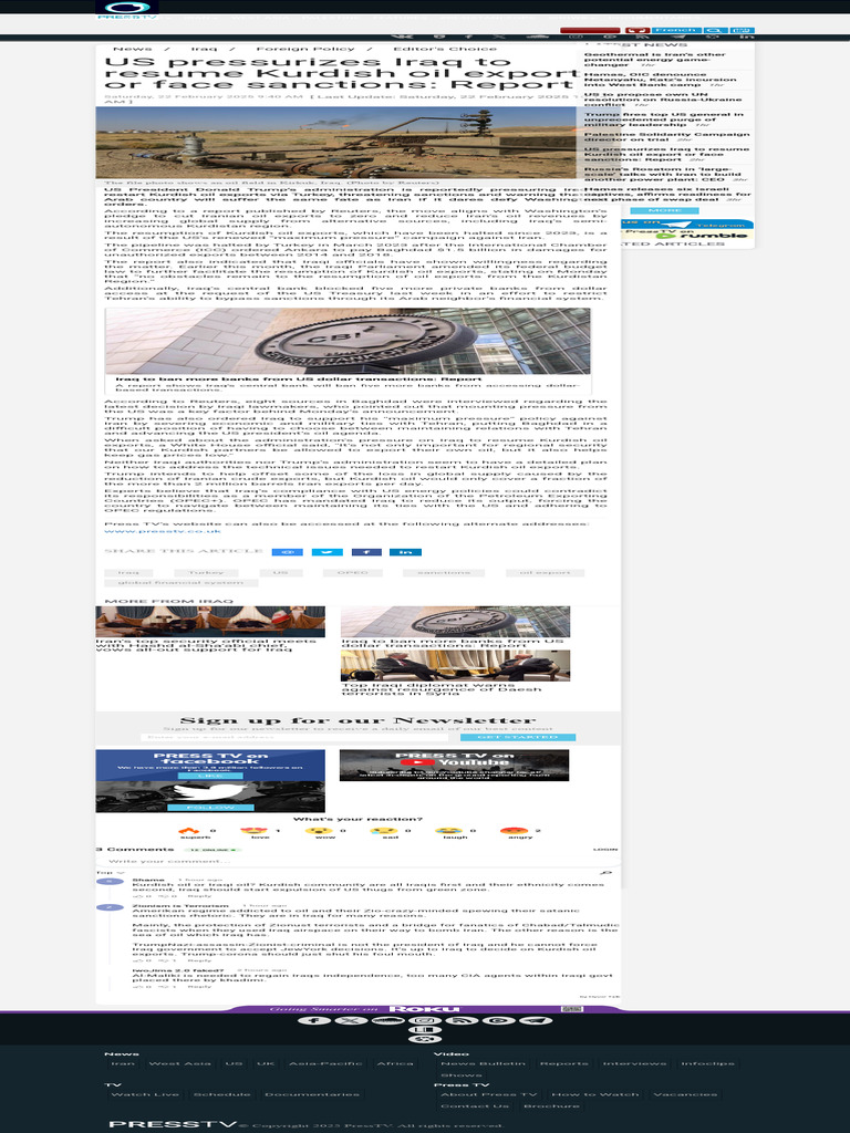 US Pressures Iraq on Kurdish Oil | PDF | Iraq | Opec