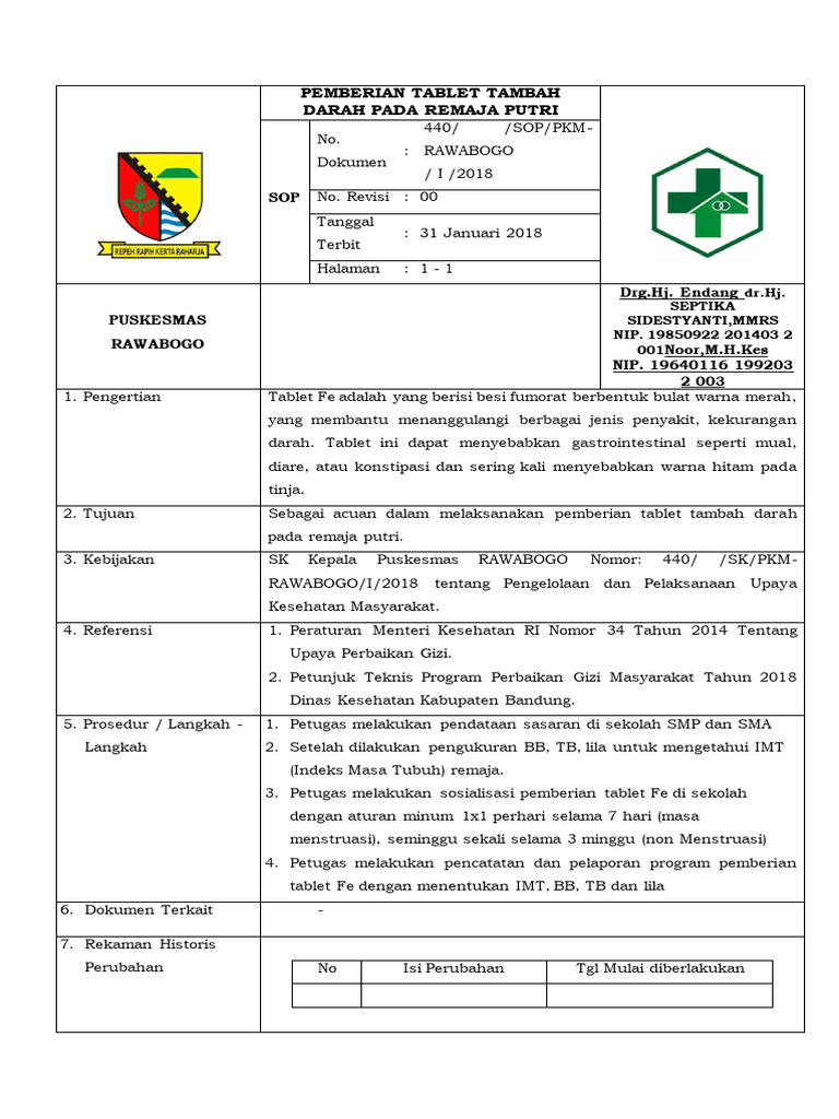 Sop Pemberian Ttd Rematri | PDF