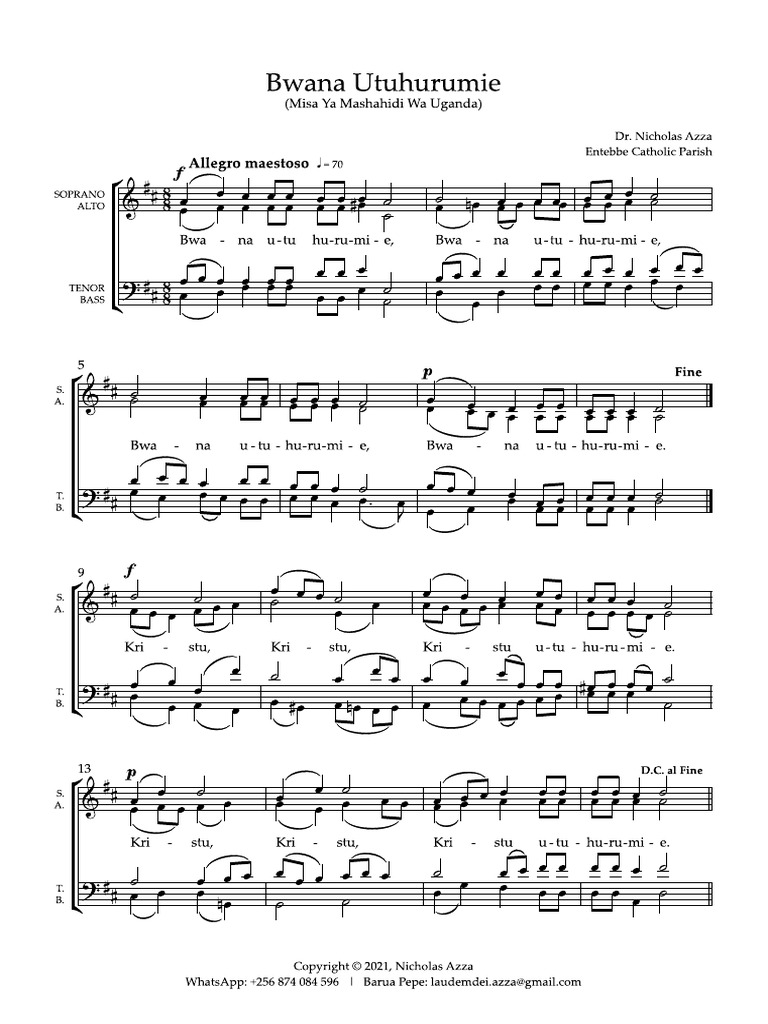 1636756581 Bwana Utuhurumie | PDF