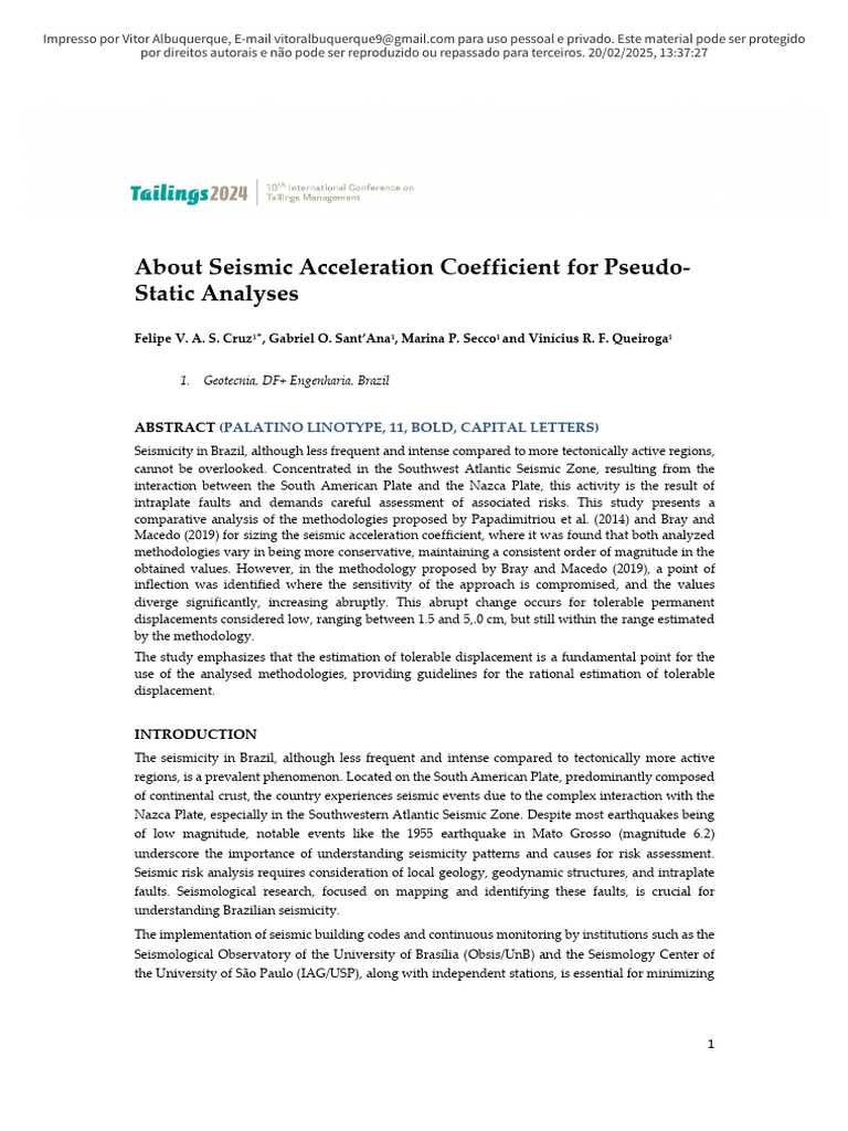 About Seismic Acceleration Coefficient For Pseudo-Static Analyses ...