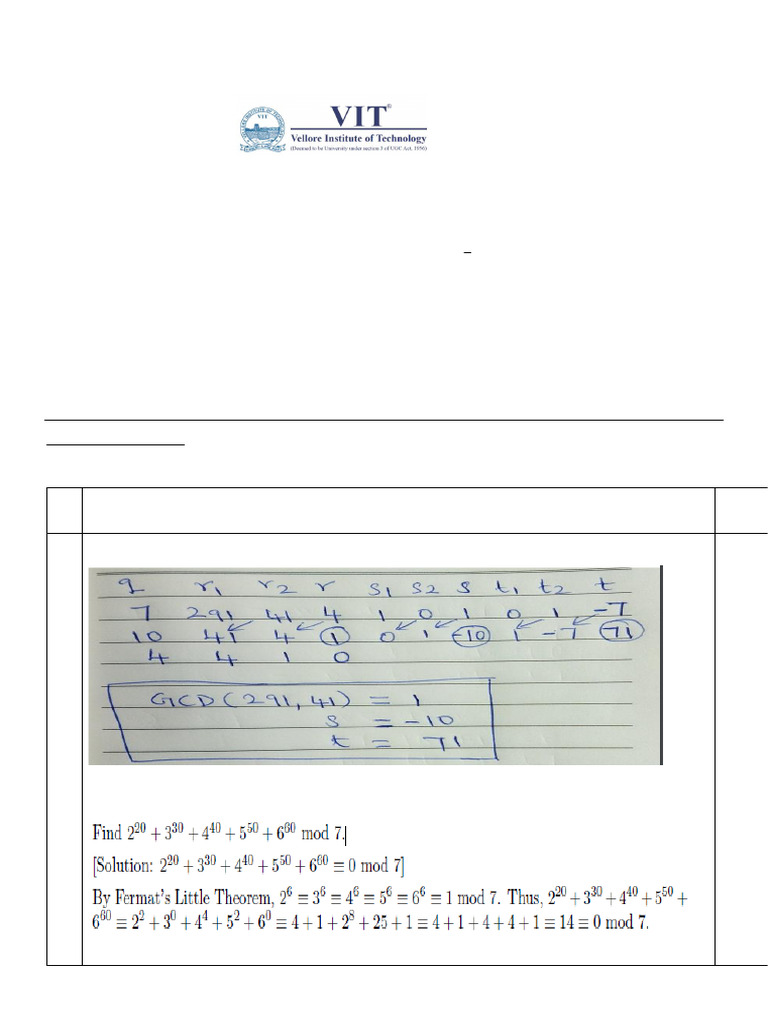 Winsem2023-24 Bcse309l TH VL2023240500721 Cat-1-Qp - Key | PDF | Cryptography | Applied Mathematics