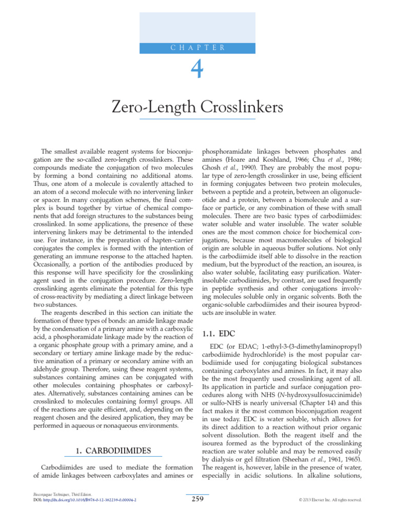 Zero-Length Crosslinkers in Bioconjugation | PDF | Amide | Ester