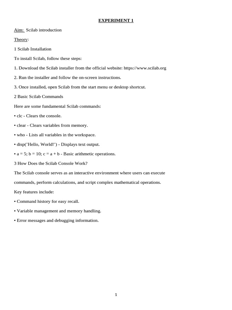 Scilab Basics and Matrix Operations | PDF