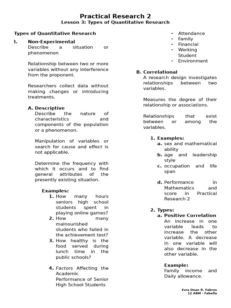 3 - Types of Quantitative Research | PDF | Quantitative Research ...