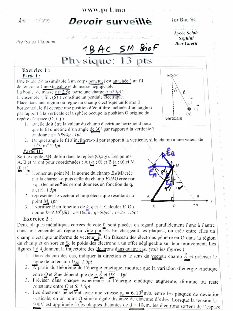 Controle N1 Semstre 1 1bac SM | PDF