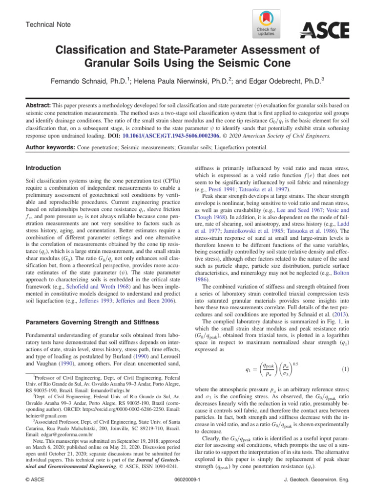Classification and State-Parameter Assessment of Granular Soils Using ...