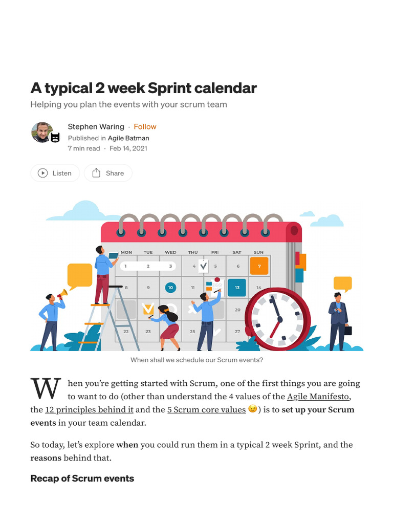 A Typical 2 Week Sprint Calendar - Agile Batman | PDF | Scrum (Software ...