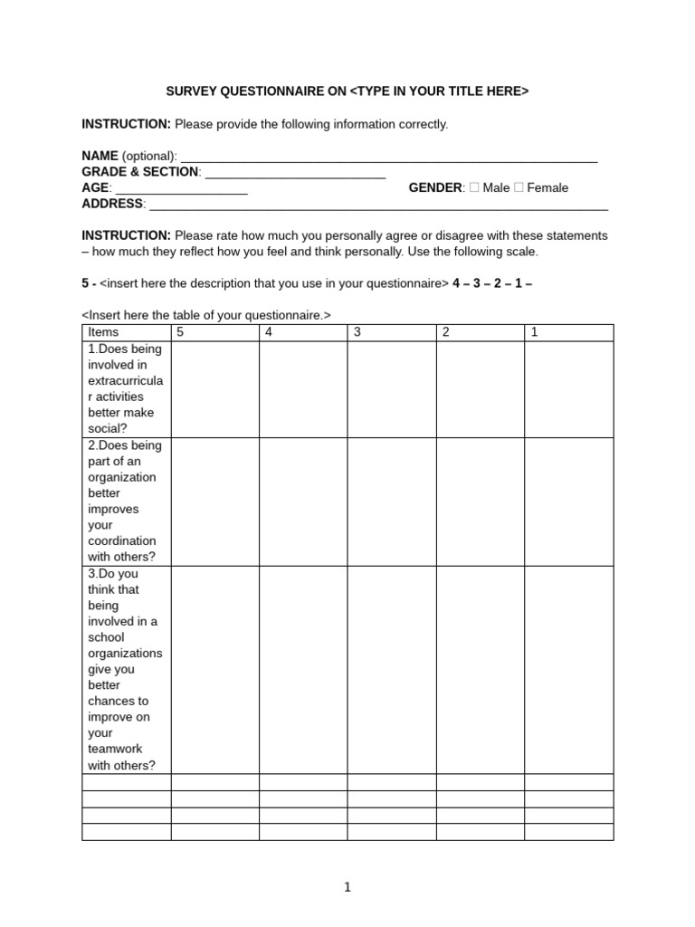Section Group-No Title Survey-Questionnaire | PDF