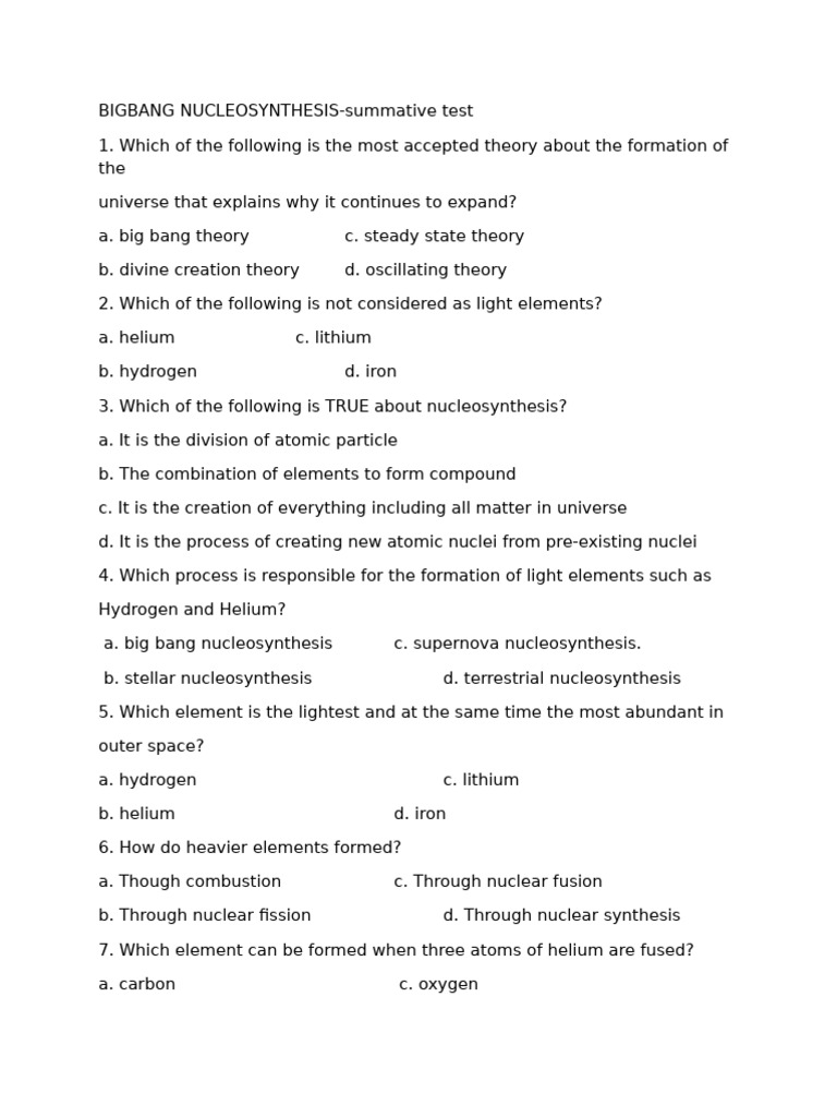 BIGBANG-NUCLEOSYNTHESIS | PDF | Chemical Elements | Stars