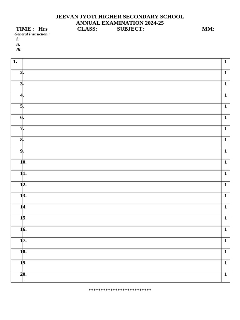 Exam Paper Format Guidelines 2024-25 | PDF