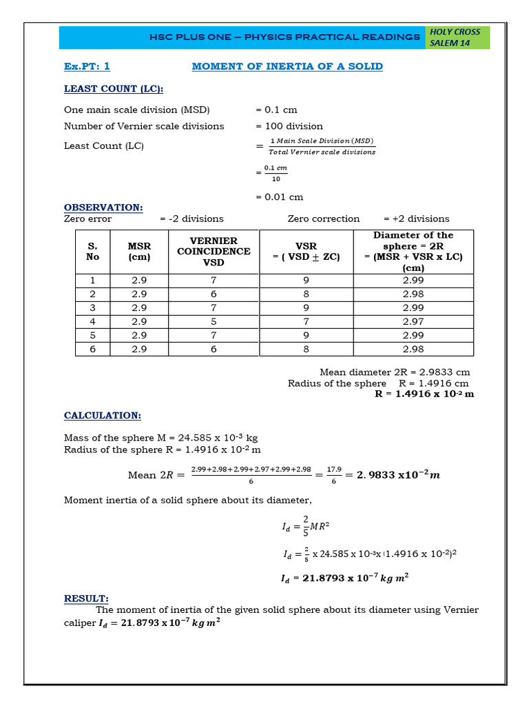 +1 physics practical readings 2019-2020 | PDF | Resonance | Tension (Physics)