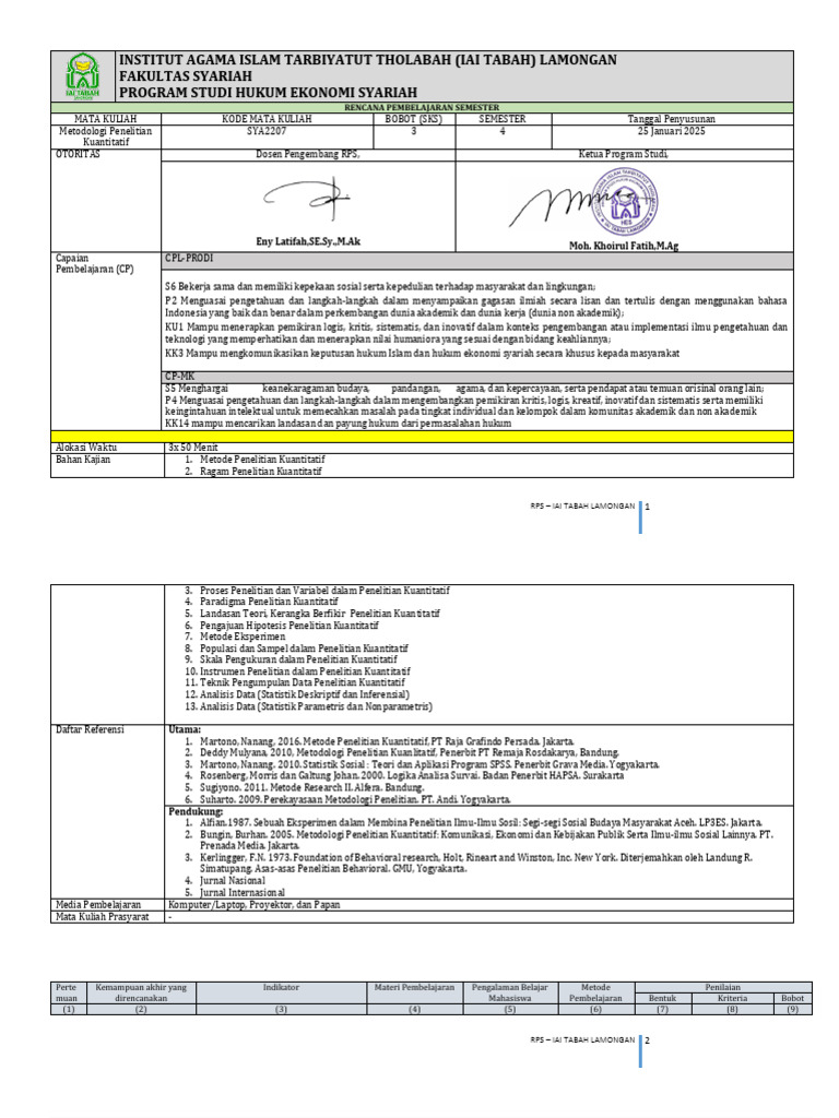 Rps Metpen Kuantitatif (Hes) 2025 | PDF
