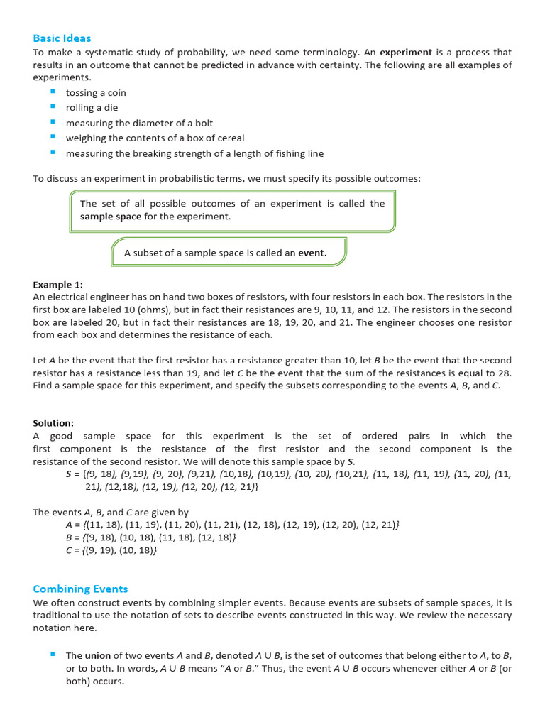Explanation - Unit 3 Sample Spaces and Events | PDF | Probability ...