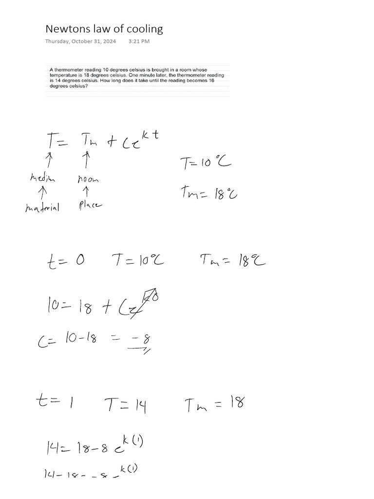 Newtons Law of Cooling | PDF