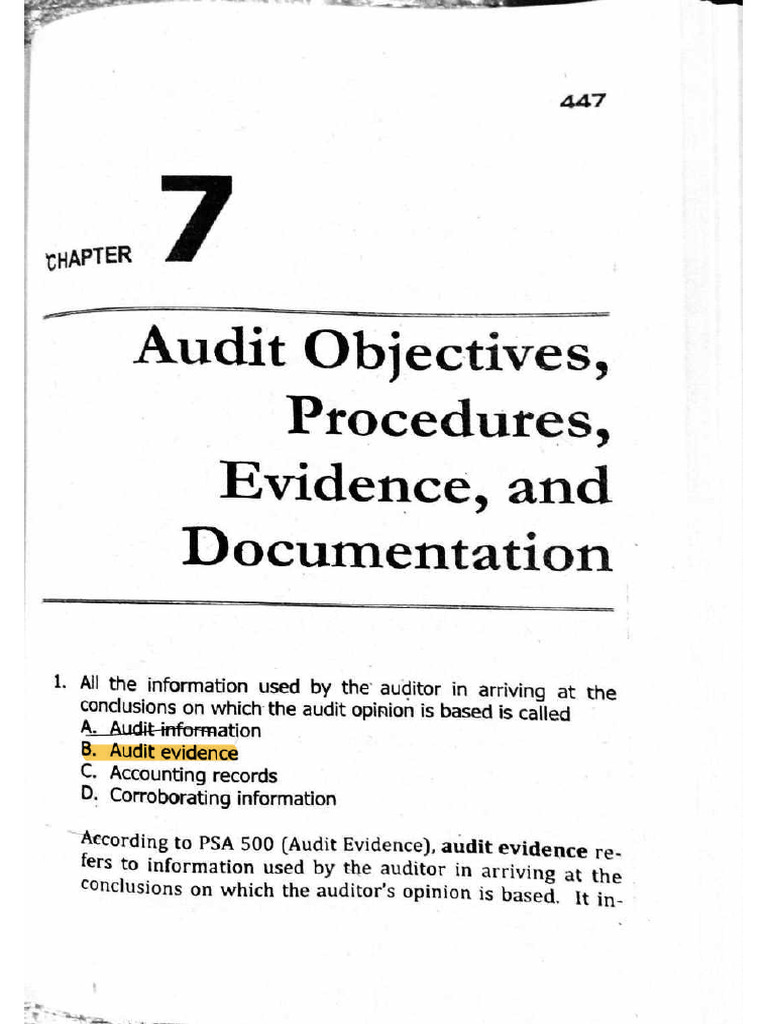 Chapter 07 Audit Evidence and Documentation | PDF