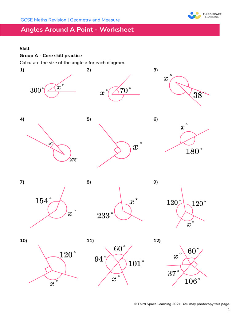 Third Space Learning Angles Around A Point GCSE Worksheet | PDF | Angle ...