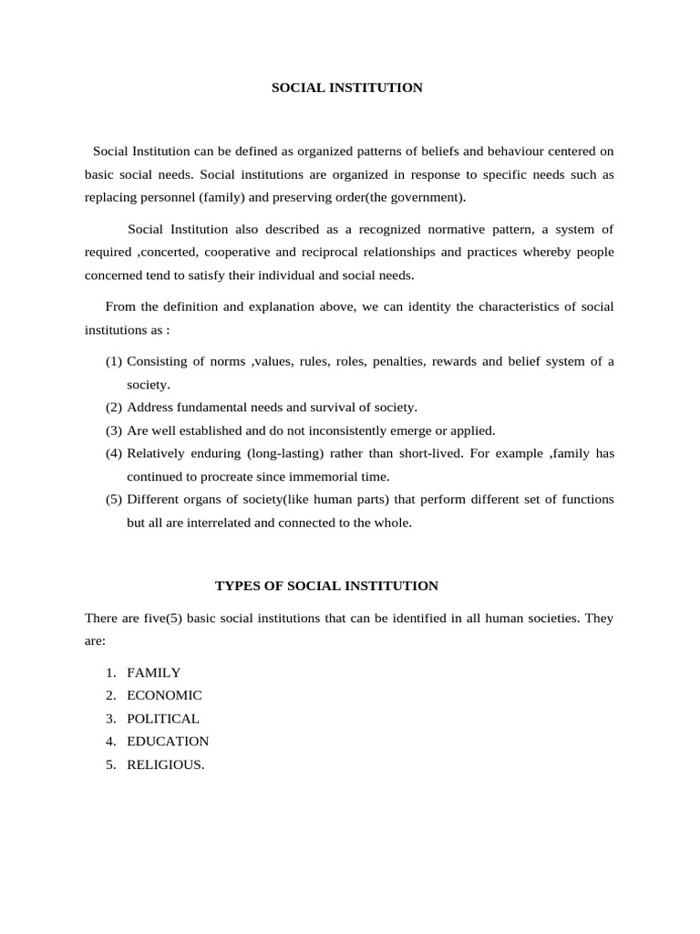 Social Institution | PDF | Marriage | Family