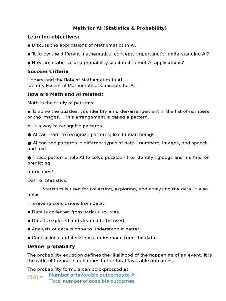 Probability in AI Mathematics | PDF