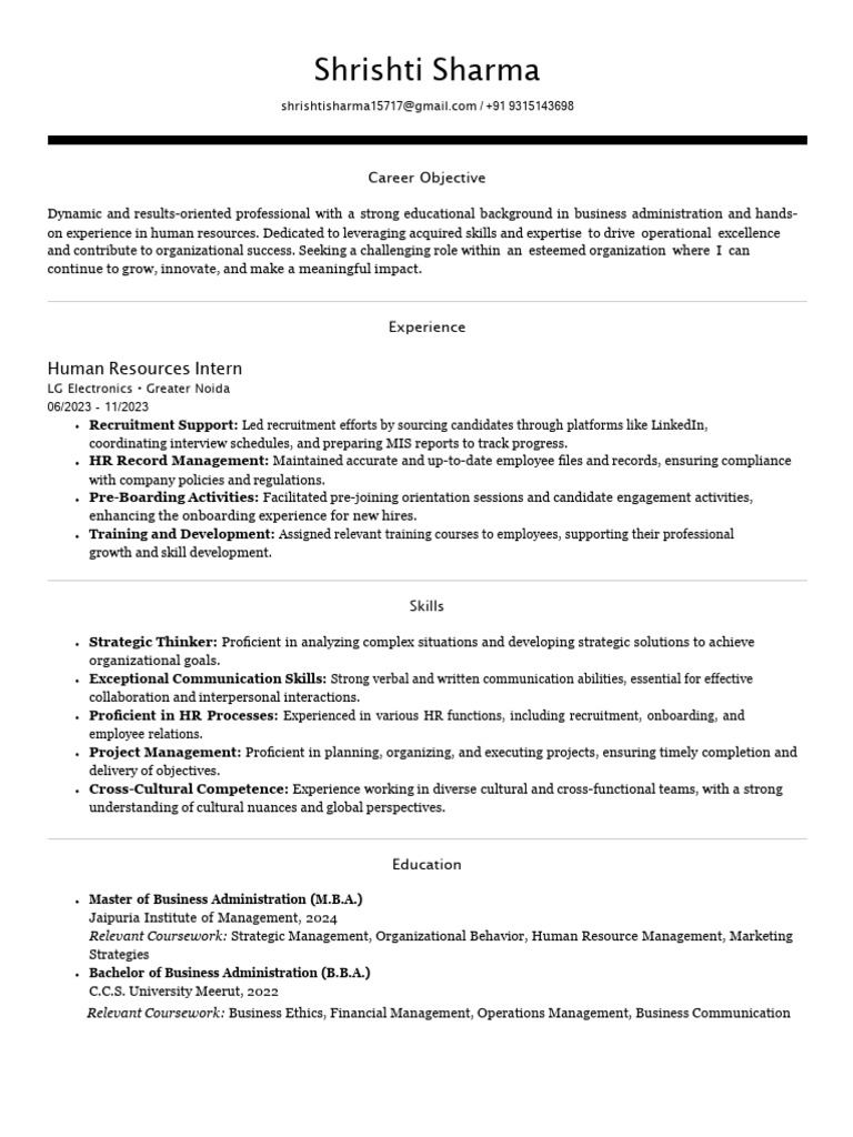 Shrishti CV | PDF | Human Resources | Recruitment Shrishti CV | PDF | Human Resources | Recruitment