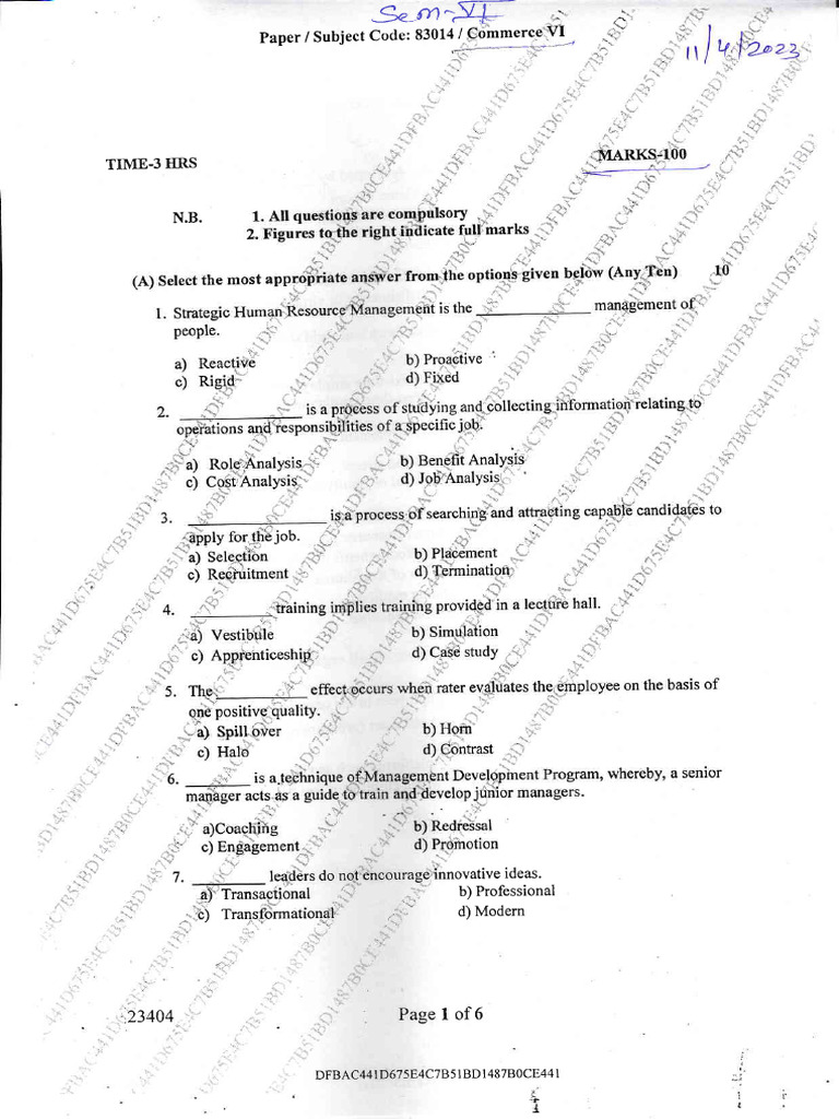 Commerce Exam Paper 83014 Overview | PDF