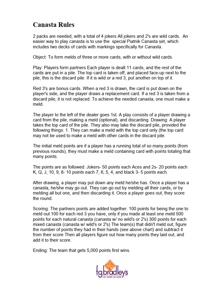 Canasta Rules | PDF